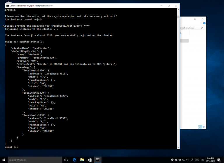 MySQL :: MySQL InnoDB Cluster – Setting up InnoDB Cluster on Windows