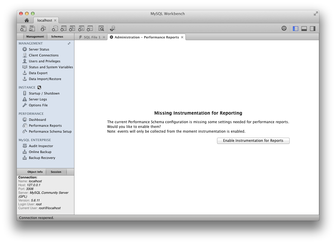 MySQL :: MySQL Workbench 6.1: Performance Schema Reports